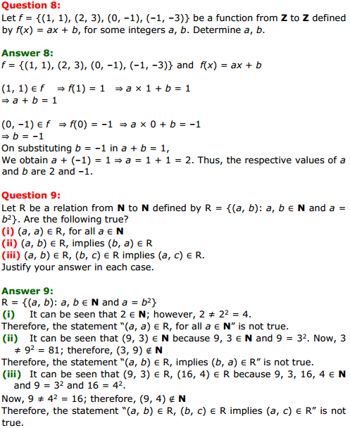 NCERT Solutions for Class 11 Maths Chapter 2 Relations and Functions ...
