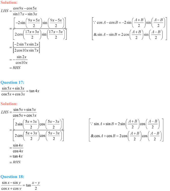 NCERT Solutions for Class 11 Maths Chapter 3 Trigonometric Functions Ex 3.3