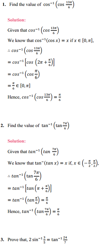 Ncert Solutions For Class 12 Maths Chapter 2 Inverse Trigonometric