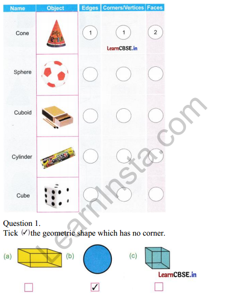 Shapes Around Us Class 2 Worksheet with Answers Maths Chapter 2