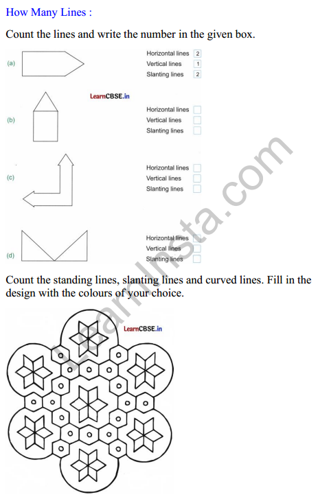 Playing with Lines Class 2 Worksheet with Answers Maths Chapter 5