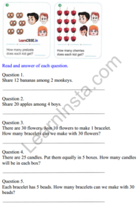 Grouping and Sharing Class 2 Worksheet with Answers Maths Chapter 8