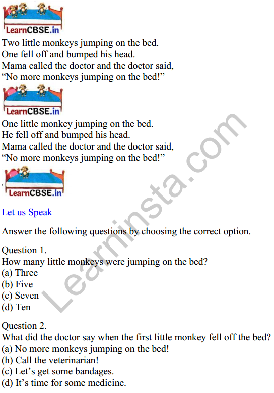 Picture Time Class 1 Worksheet with Answers English Chapter 3