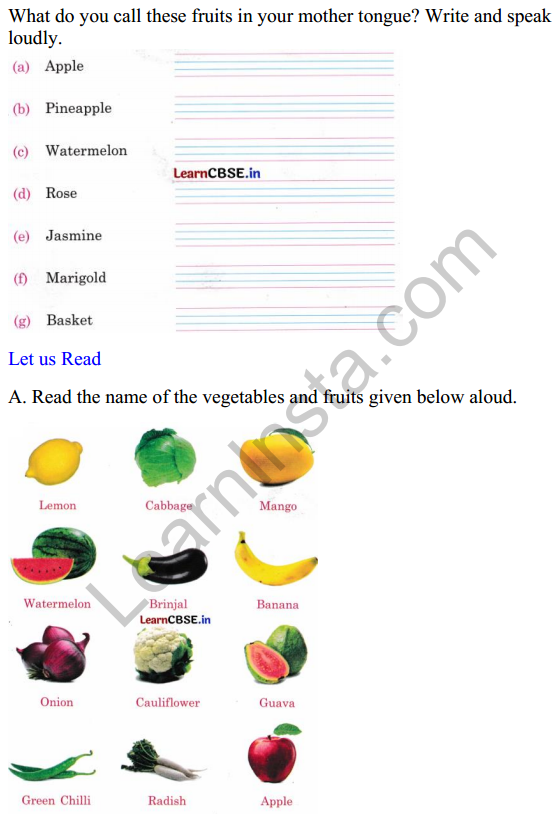 Fun with Pictures Class 1 Worksheet with Answers English Chapter 6