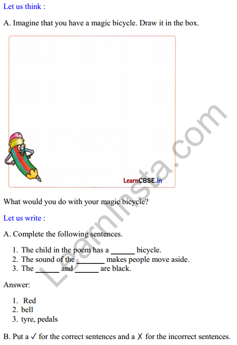 My Bicycle Class 2 Question Answer English Chapter 1