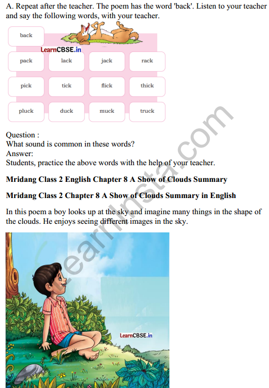 A Show of Clouds Class 2 Question Answer English Chapter 8