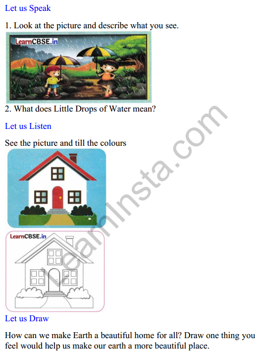 Little Drops of Water Class 2 Worksheet with Answers English Chapter 12