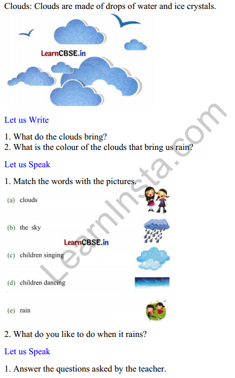A Show of Clouds Class 2 Worksheet with Answers English Chapter 8