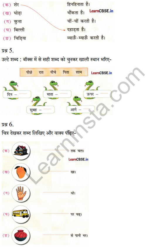 खतरे में साँप Class 1 Worksheet with Answers Hindi Chapter 8