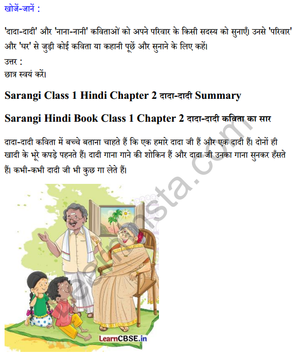 Dada Dadi Class 1 Question Answer Hindi Chapter 2