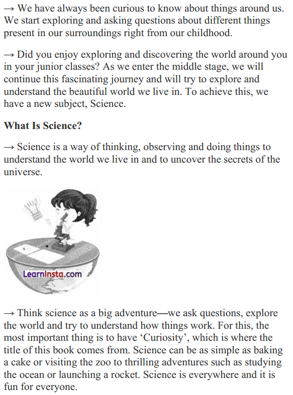 The Wonderful World of Science Class 6 Notes Science Chapter 1